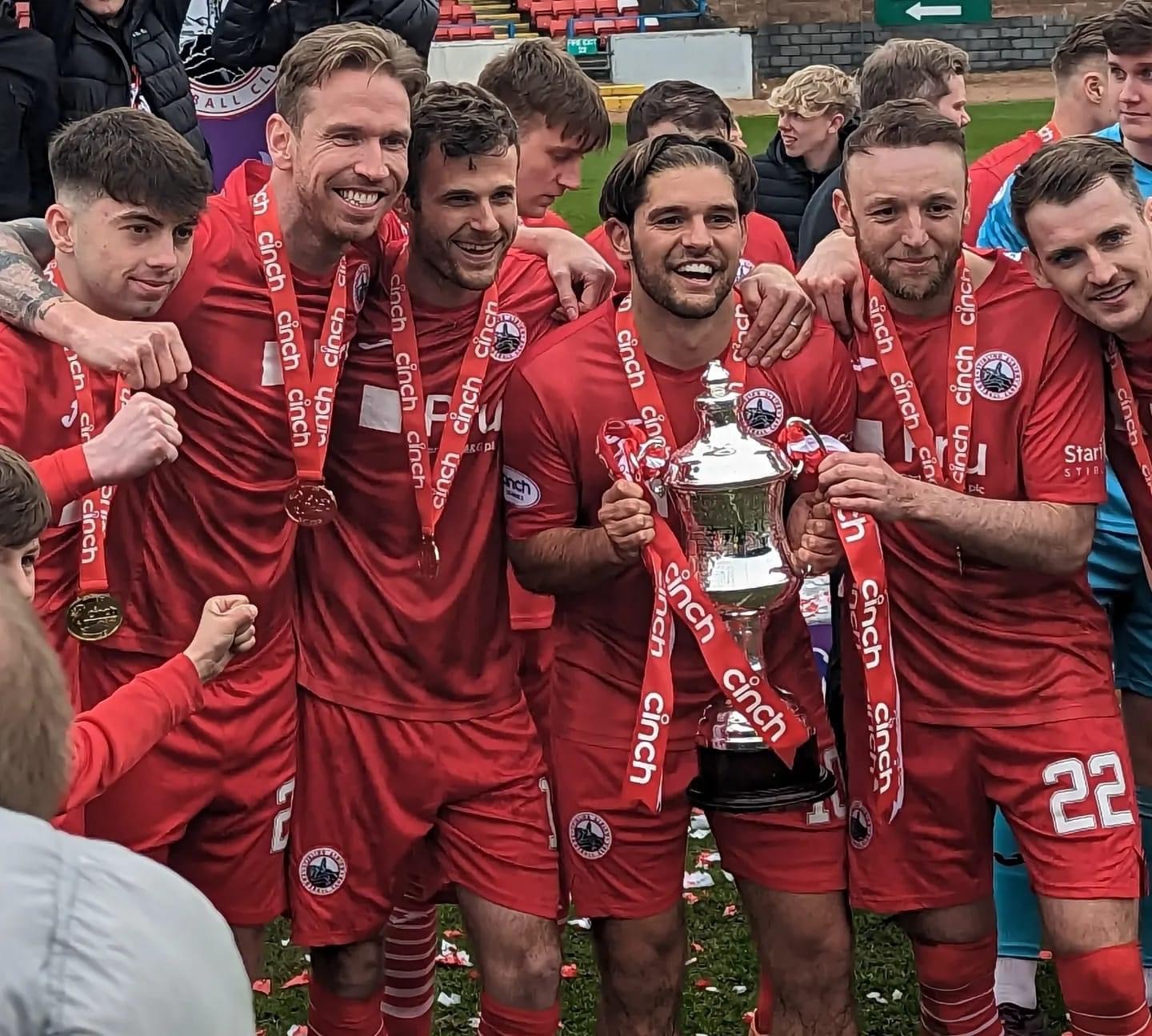 Cinch League 2 trophy on display at Thistles, Stirling | Retail Destination